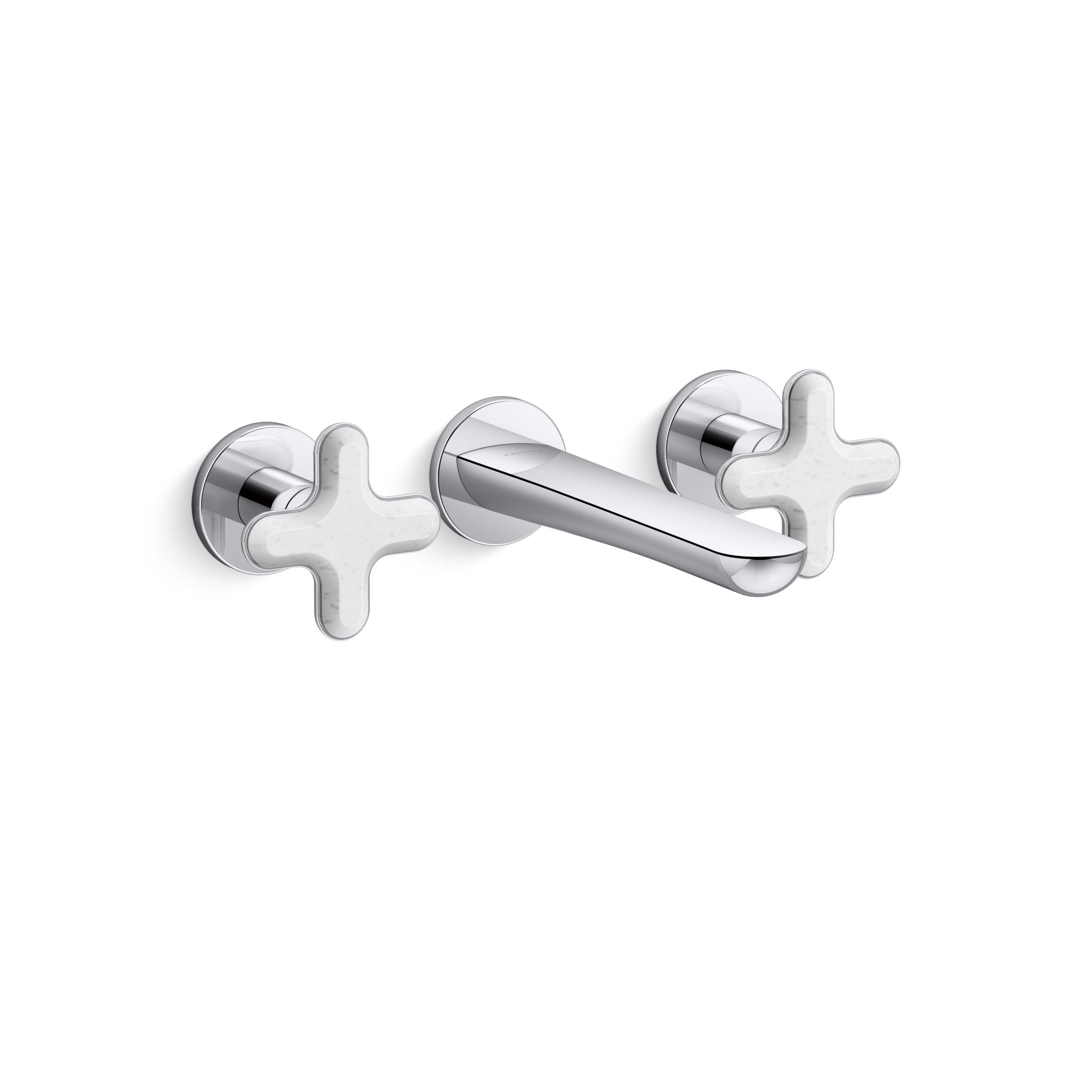 002™ Wall Mount Sink Faucet, White Carrara Cross Handles – reece-bath ...