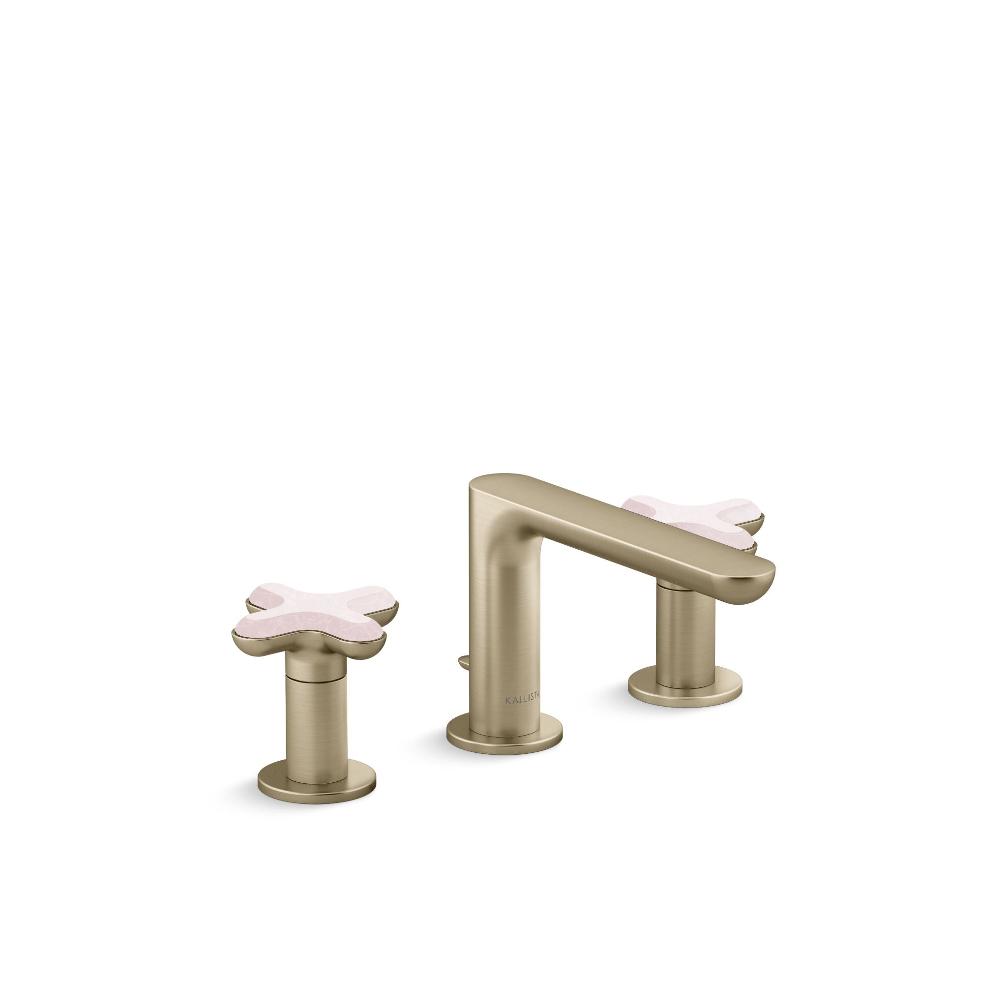 002™ Widespread Sink Faucet, Low Spout, Rose Quartz Cross Handles ...