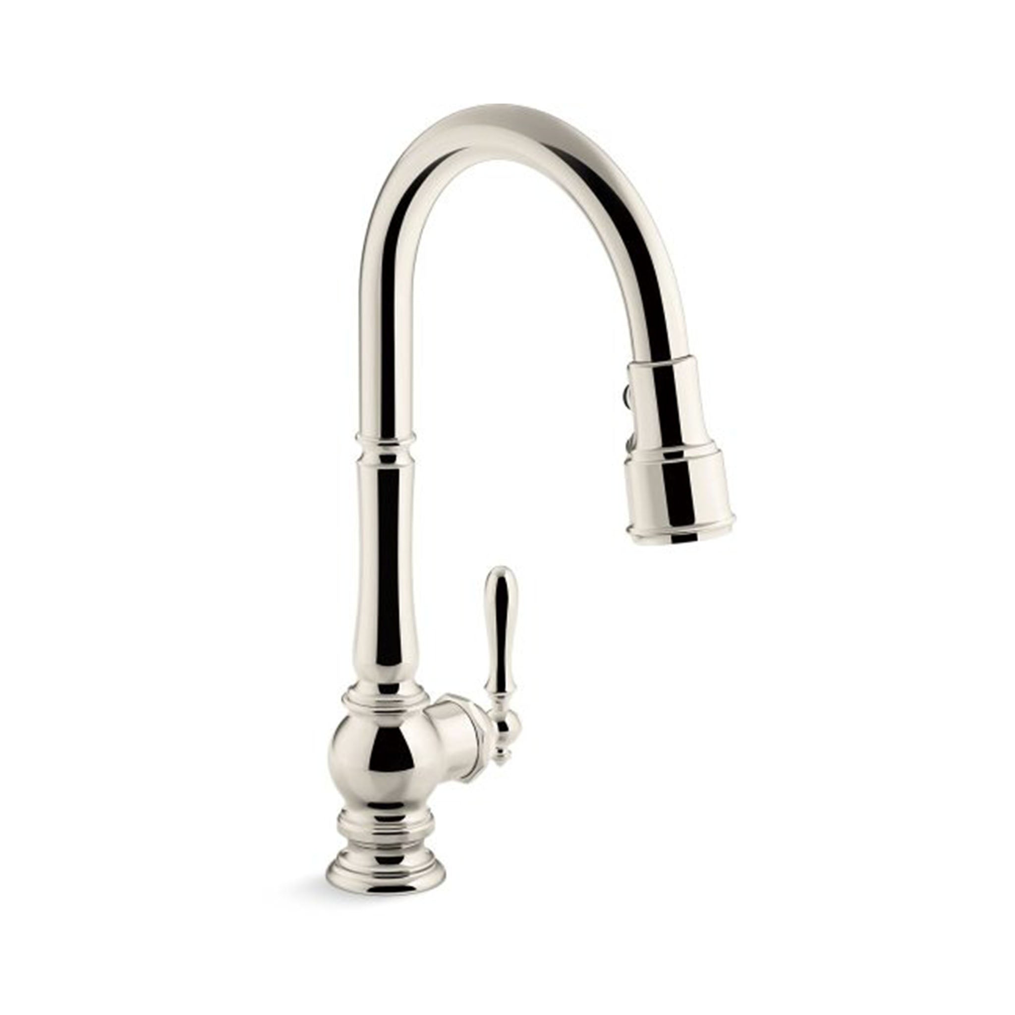 Artifacts® Pull-down kitchen sink faucet with three-function sprayhead ...
